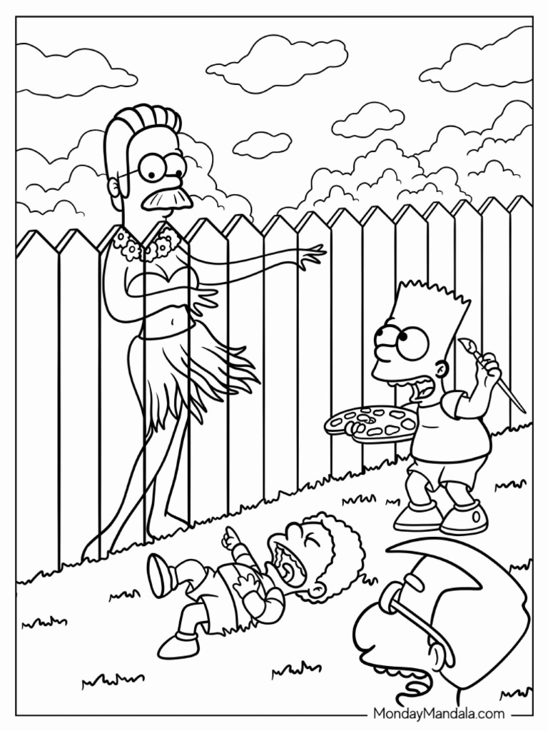 Bart-Simpson-Making-Fun-Of-Ned-Flanders-Coloring-Sheet | PDF