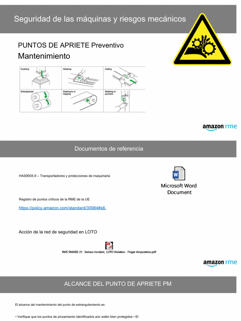 RME PM Pinch Point Training Package - Español | PDF | Engranaje | Eje