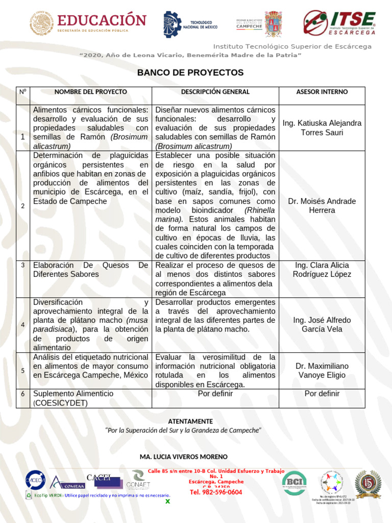 Banco de Proyecto | PDF | Alimentos | Agricultura