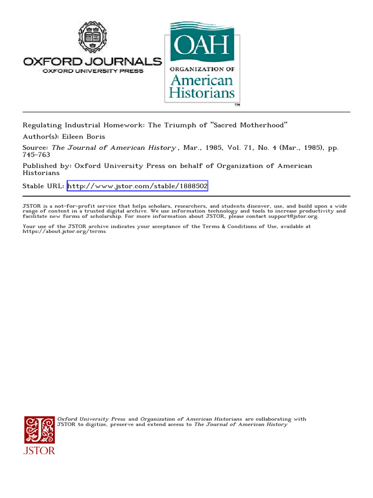 Boris, Eileen - Regulating Industrial Homework | PDF | Woman | New Deal