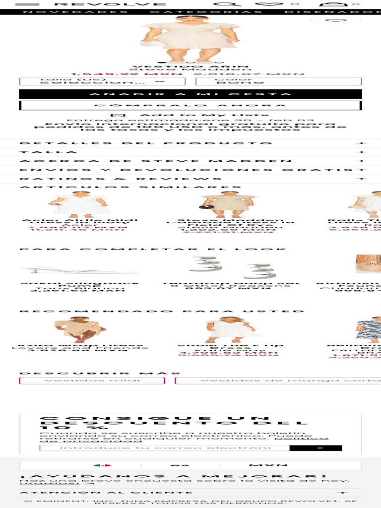 Steve Madden Vestido Arin en Bone Revolve | PDF