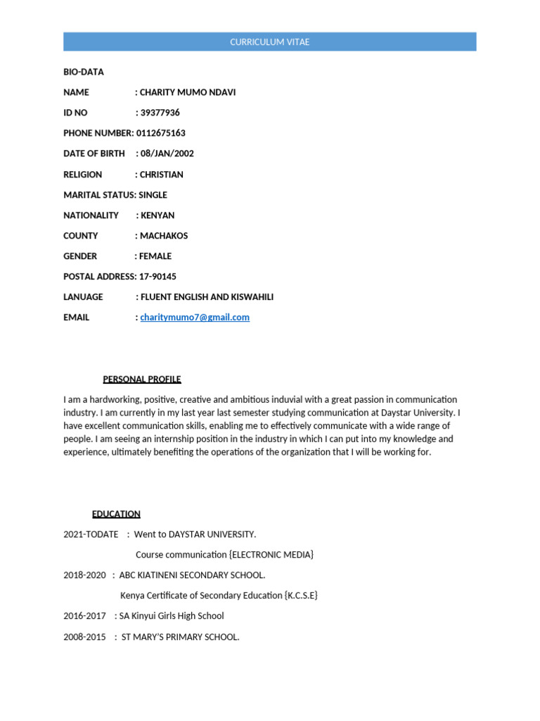 Charity CV | PDF