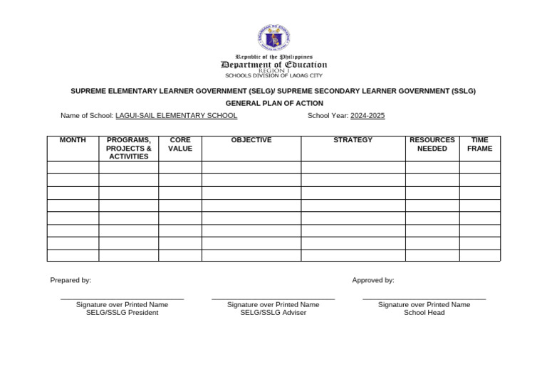 Gen. Plan of Action Template | PDF