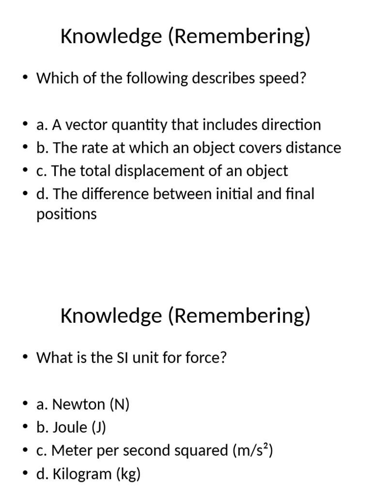 Forces and Motion Quiz | PDF | Force | Velocity