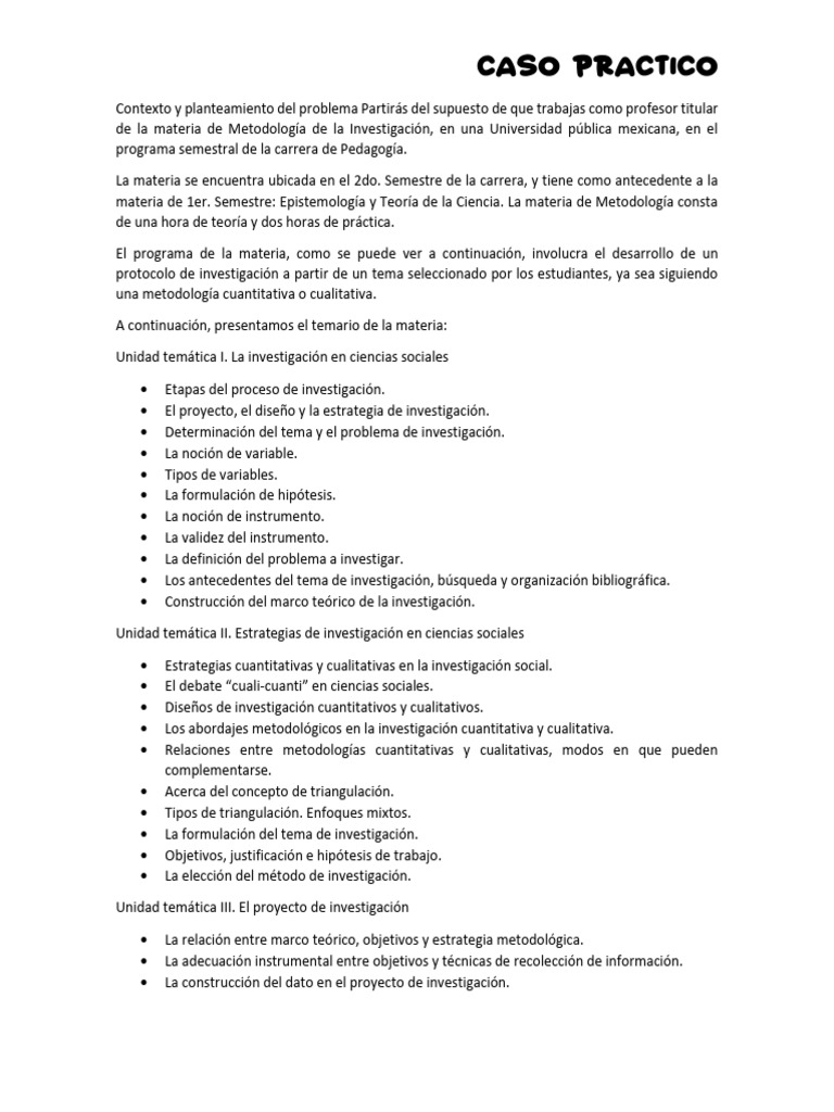 Caso Practico | PDF | Metodología | Teoría