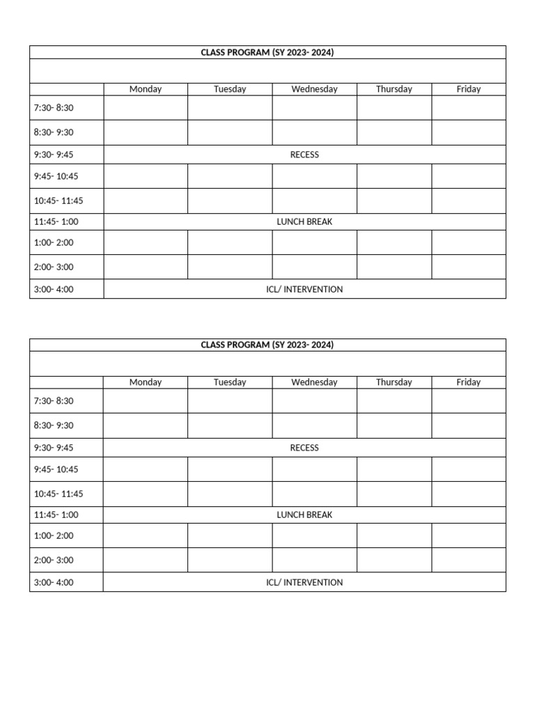 Class Program 23-24 | PDF