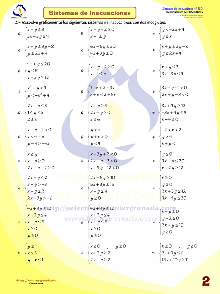 Inecuaciones Sistemas-2 | PDF