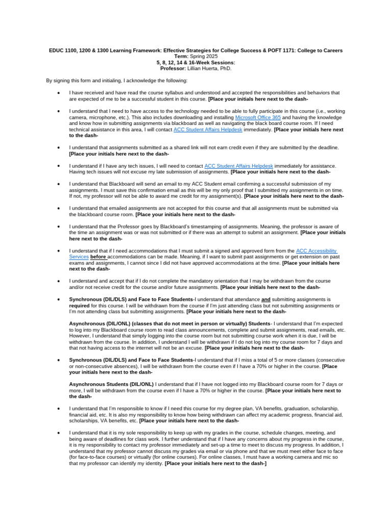 SDEV Syllabus Acknowledgement Form Spring 2025 | PDF | Communication