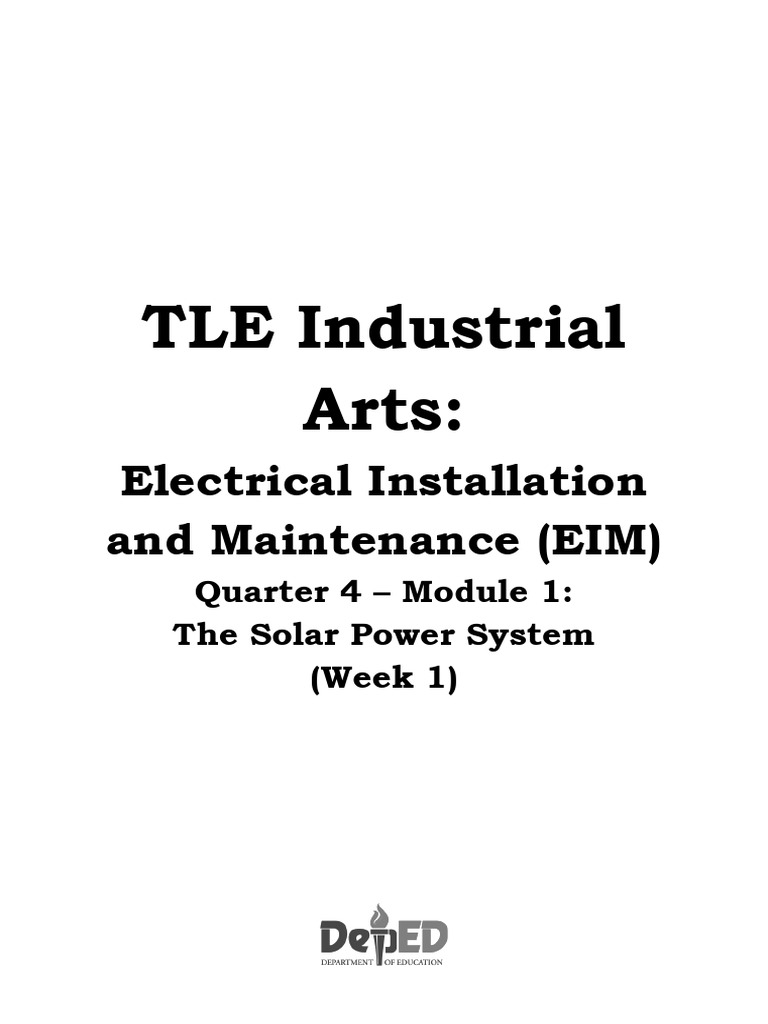 1 Reviewed TLE-EIM10 - Q4M1WEEK1.PASSED | PDF | Solar Power | Hazards