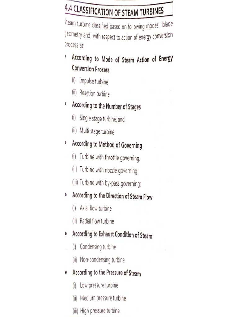 Classification of Steam Turbine | PDF