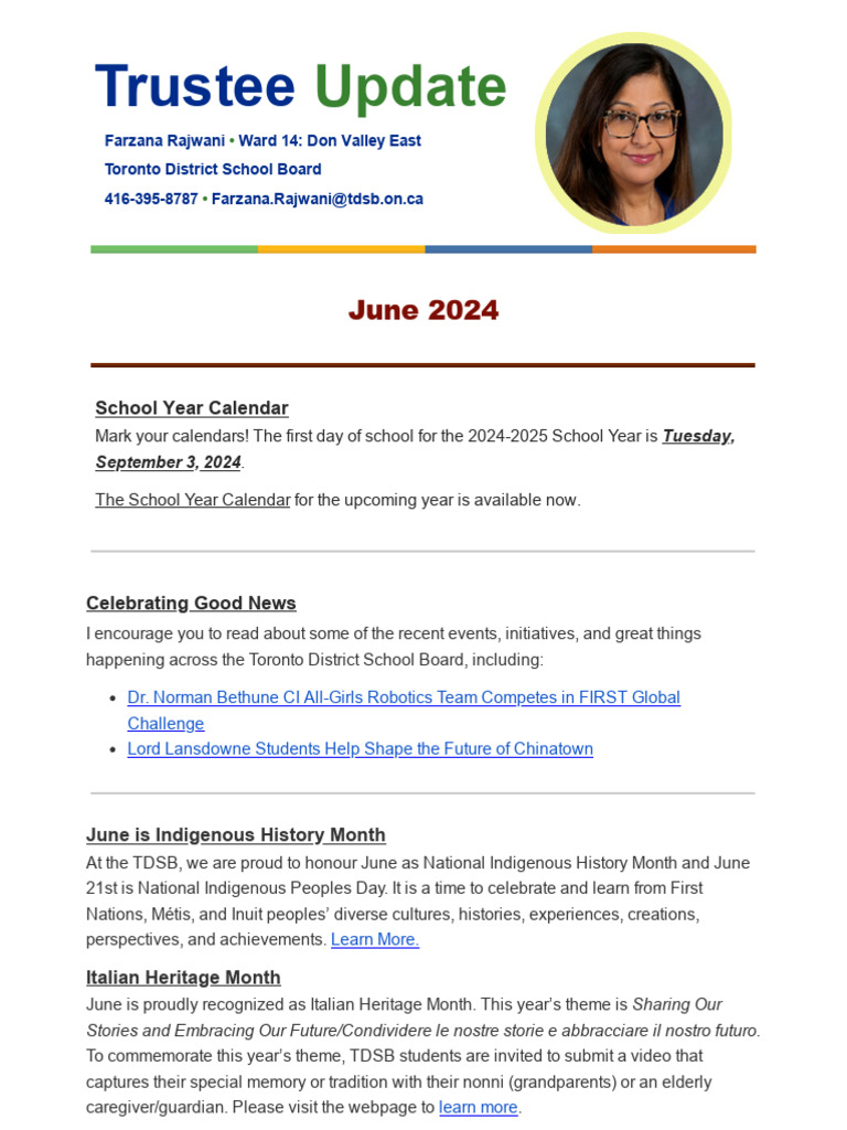 Ward 14 - June Newsletter | PDF | Special Education | Schools