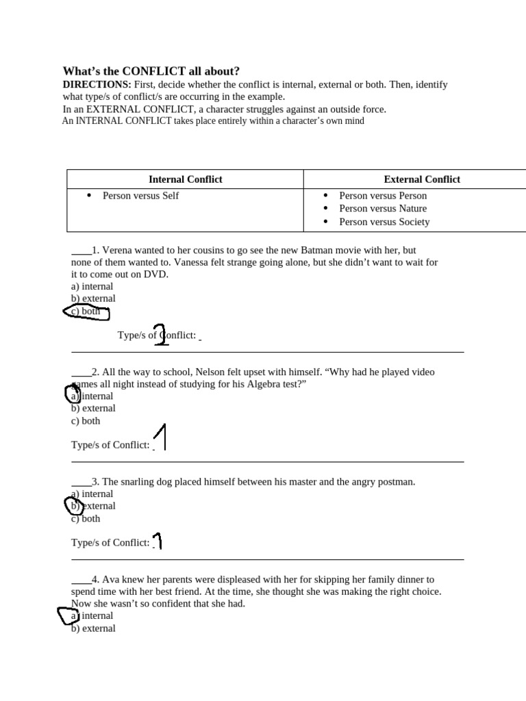 Conflict Worksheet | PDF