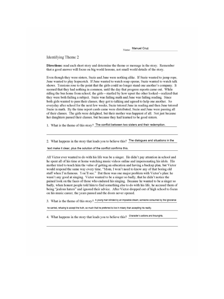 Theme Worksheet | PDF