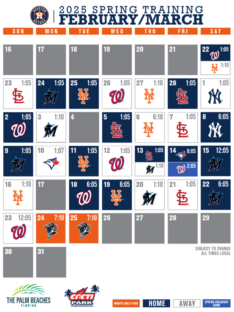 2025 Houston Astros Spring Training Schedule | PDF