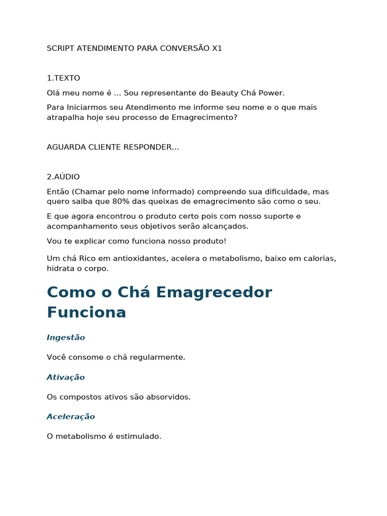 Script Atendimento para Conversão X1 | PDF