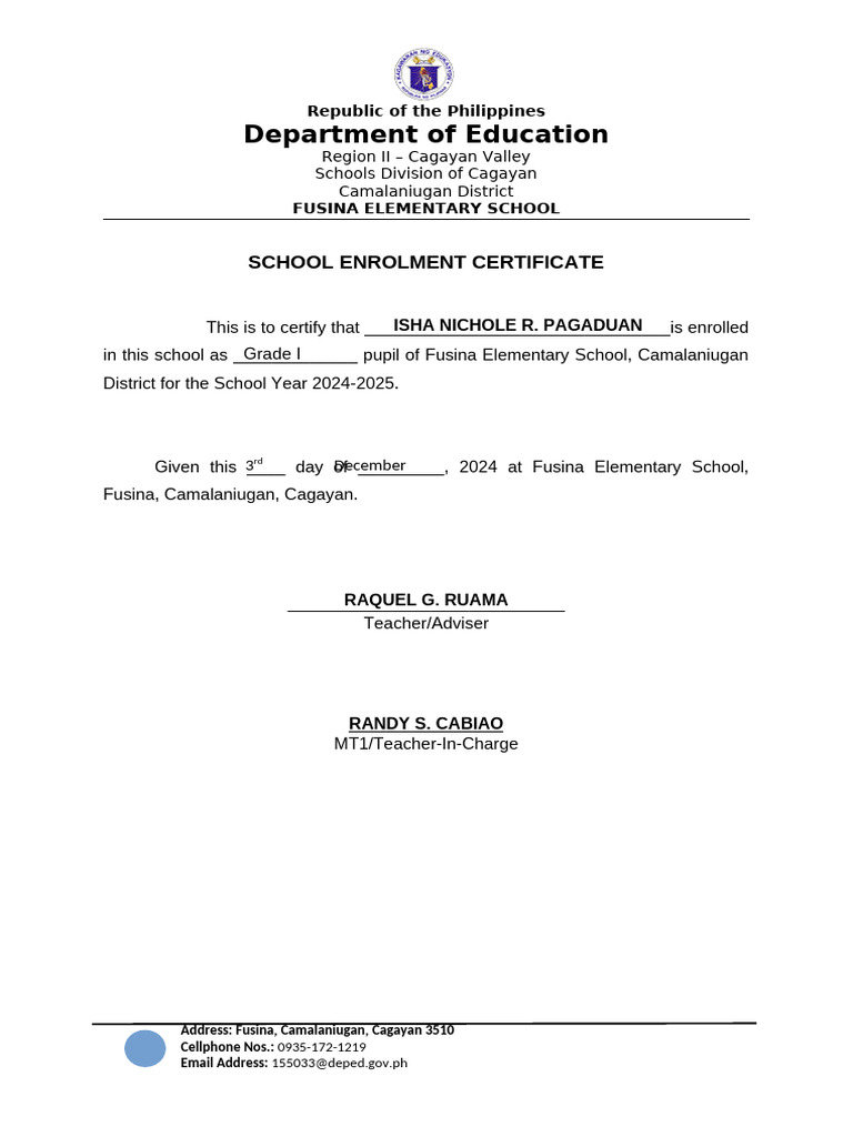 ENROLMENT CERTIFICATE | PDF