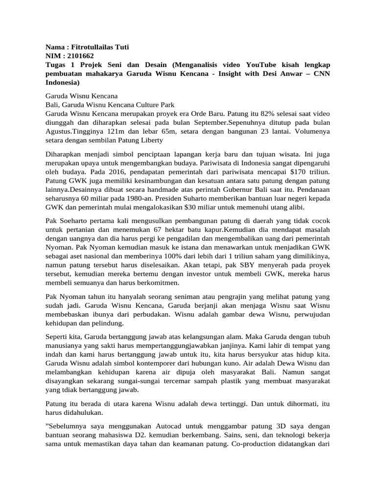 Tugas 1 Projek Seni dan Desain | PDF