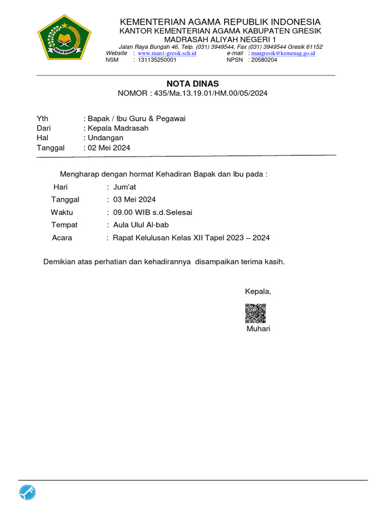 Laporan Rapat Kelulusan 3 Mei 2024 | PDF