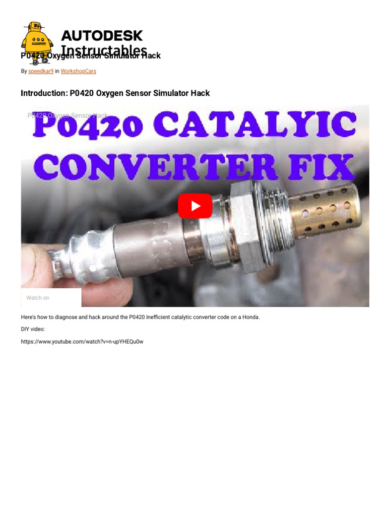 P0420 Oxygen Sensor Simulator Hack - 7 Steps - Instructables | PDF