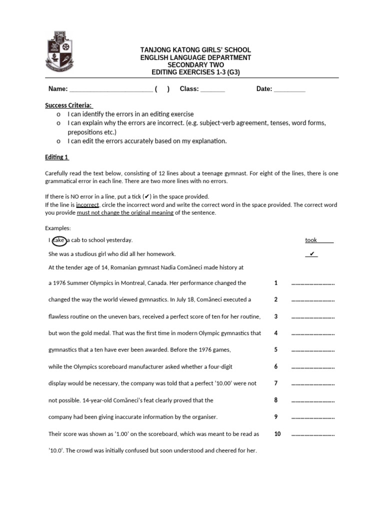 Editing Exercises 1-3 | PDF | Grit (Personality Trait) | Procrastination