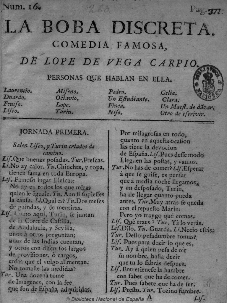 La Boba Discreta Comedia Famosa | PDF