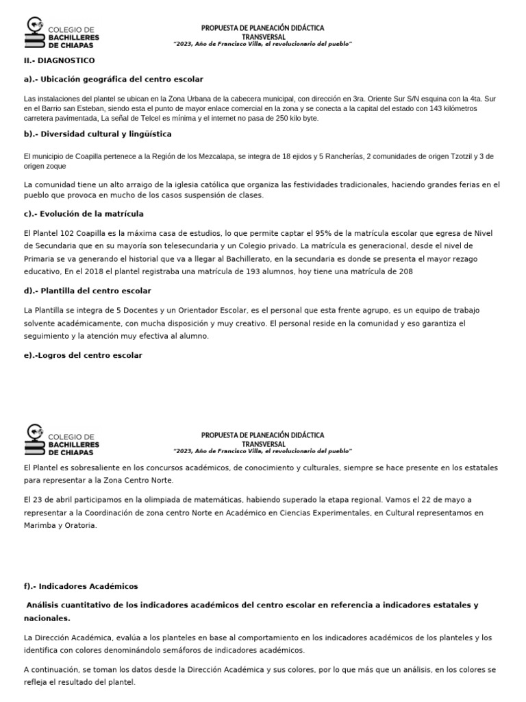 Modulo III Act 1.- Diagnostico y PEC del plantel | PDF | Importar | Maestros