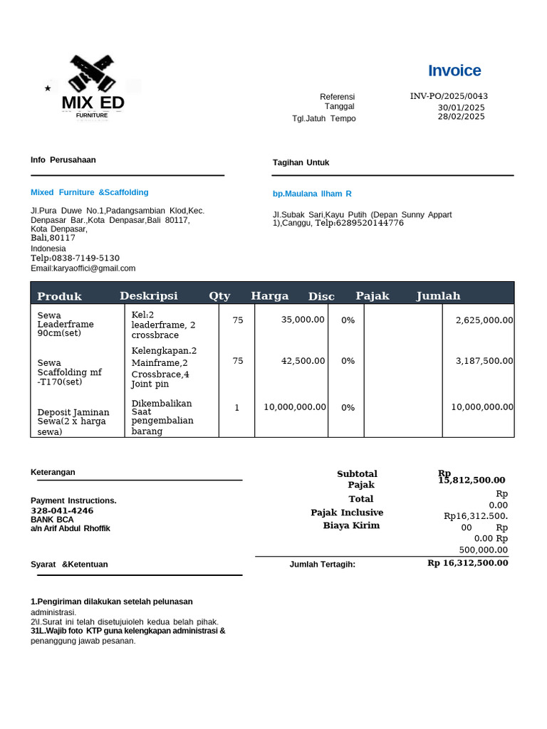 Inv Sal Inv-Po 2025 0043 | PDF