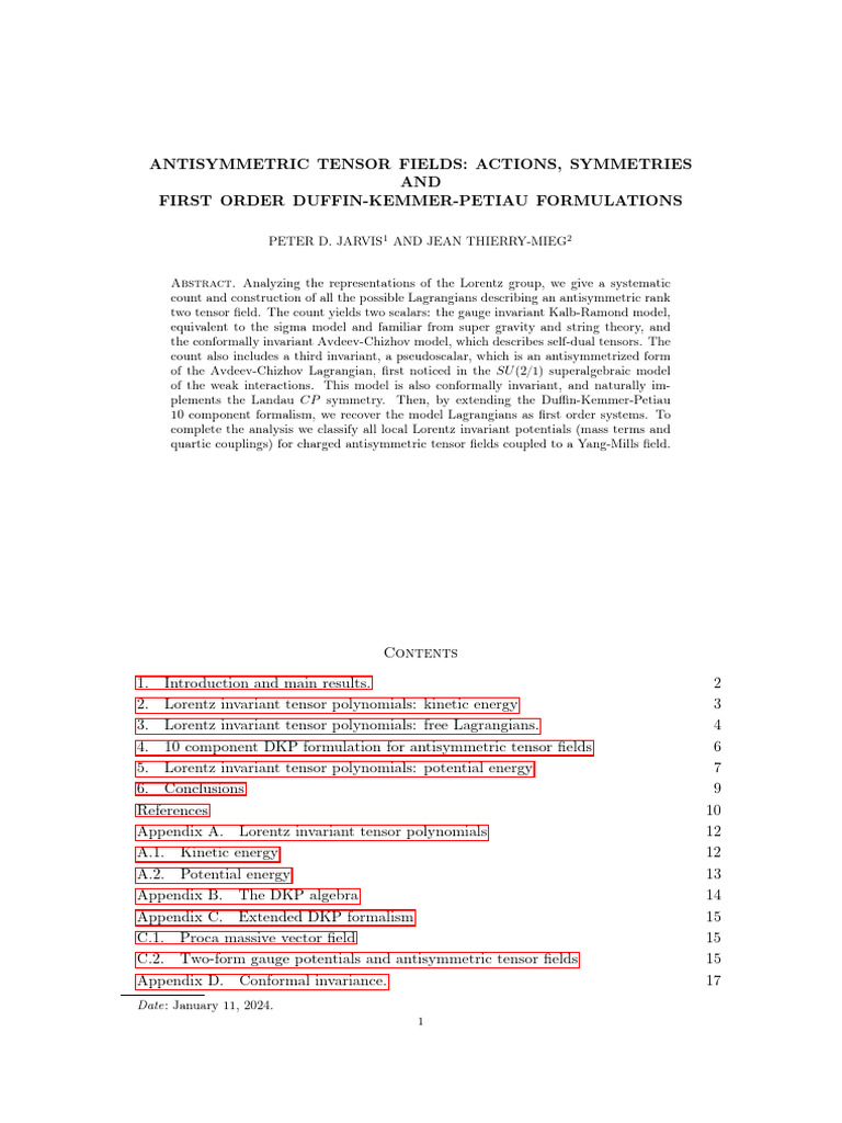 Antisymmetric Tensor Fields Actions and Symmetries | PDF | Gauge Theory | Spin (Physics)