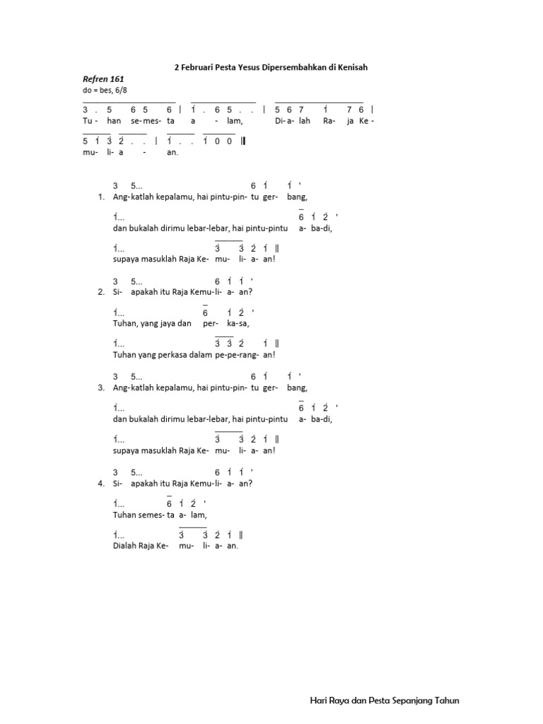 Mazmur Tanggapan Dan Bait Pengantar Injil Pesta Yesus Dipersembahkan Di ...