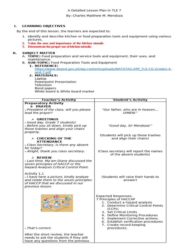 DLP FCS Grade 7 Week 5 Day 17 | PDF | Cooking | Food And Drink Preparation