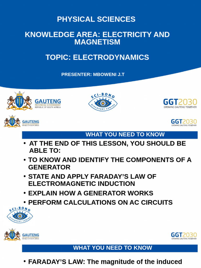 Electrodynamics Lesson | PDF | Electromagnetic Induction | Electric Generator