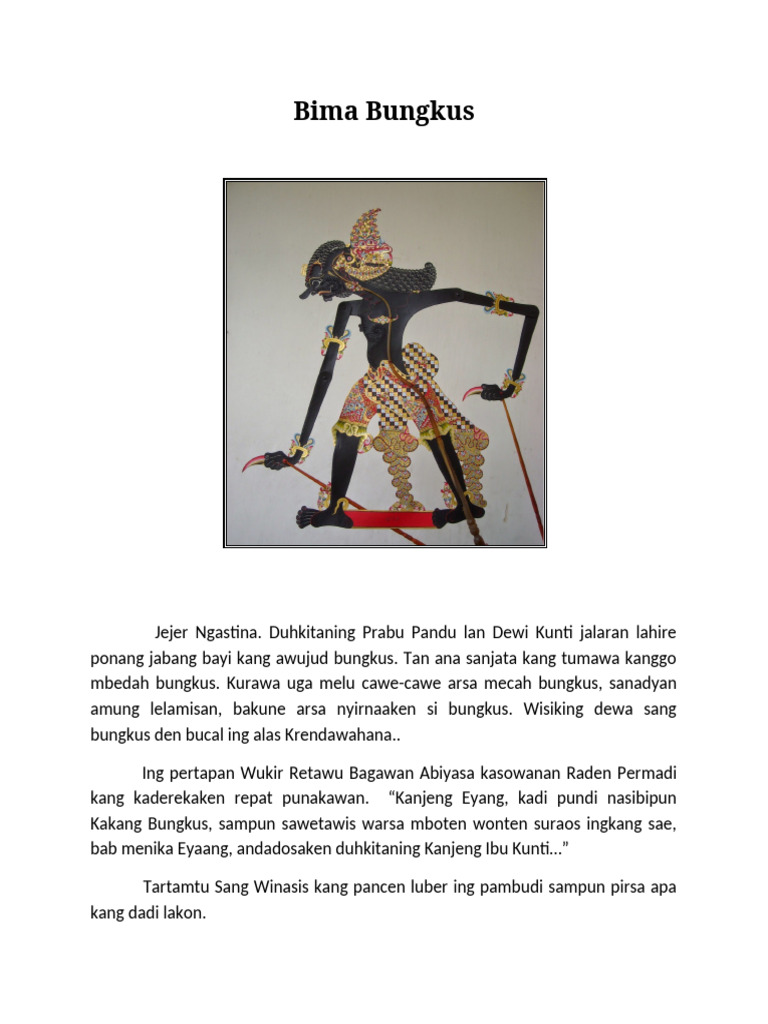 Cerita Wayang Bima Bungkus | PDF