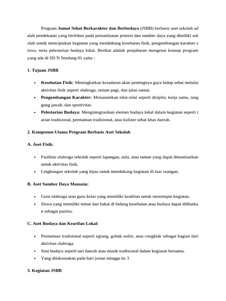 Program Sekolah aset best thinking _Jumat Sehat Berkarakter dan ...