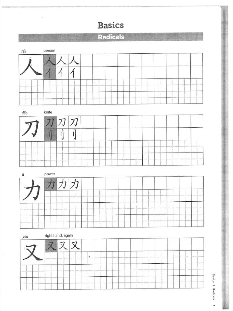 CHIN 1001 Character WB Radicals | PDF