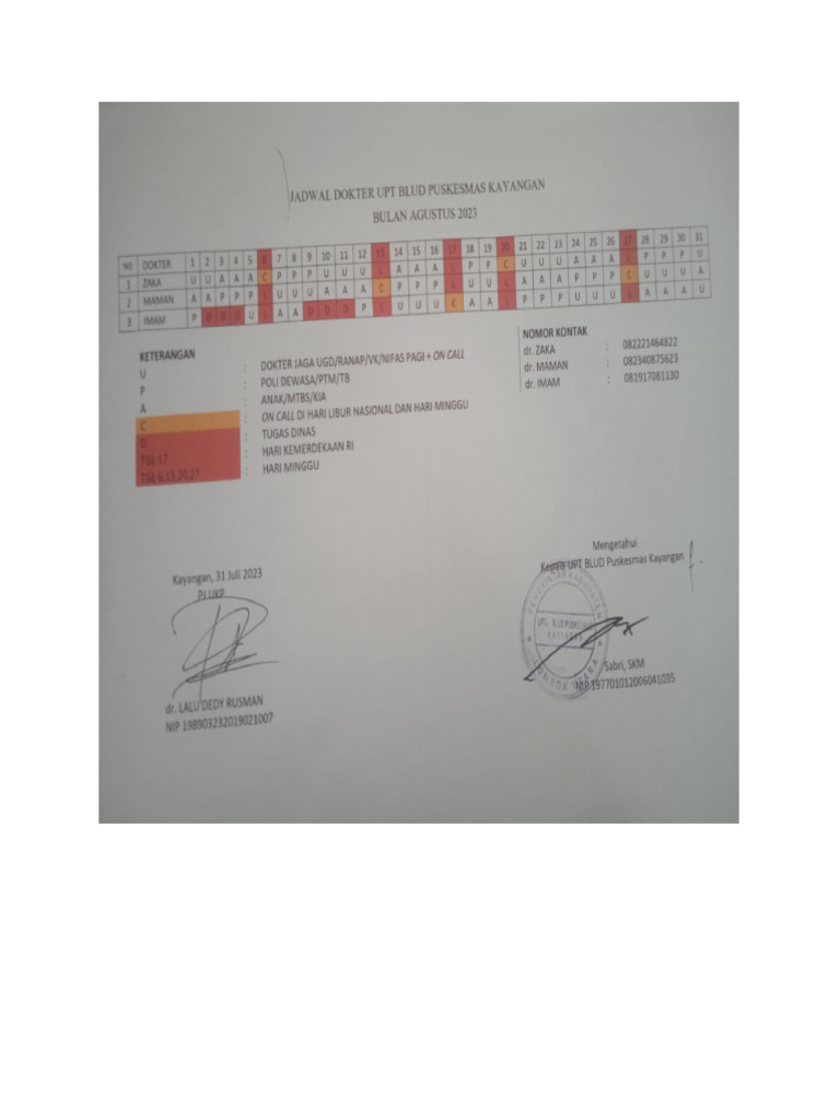 Jadwal Pelayanan | PDF