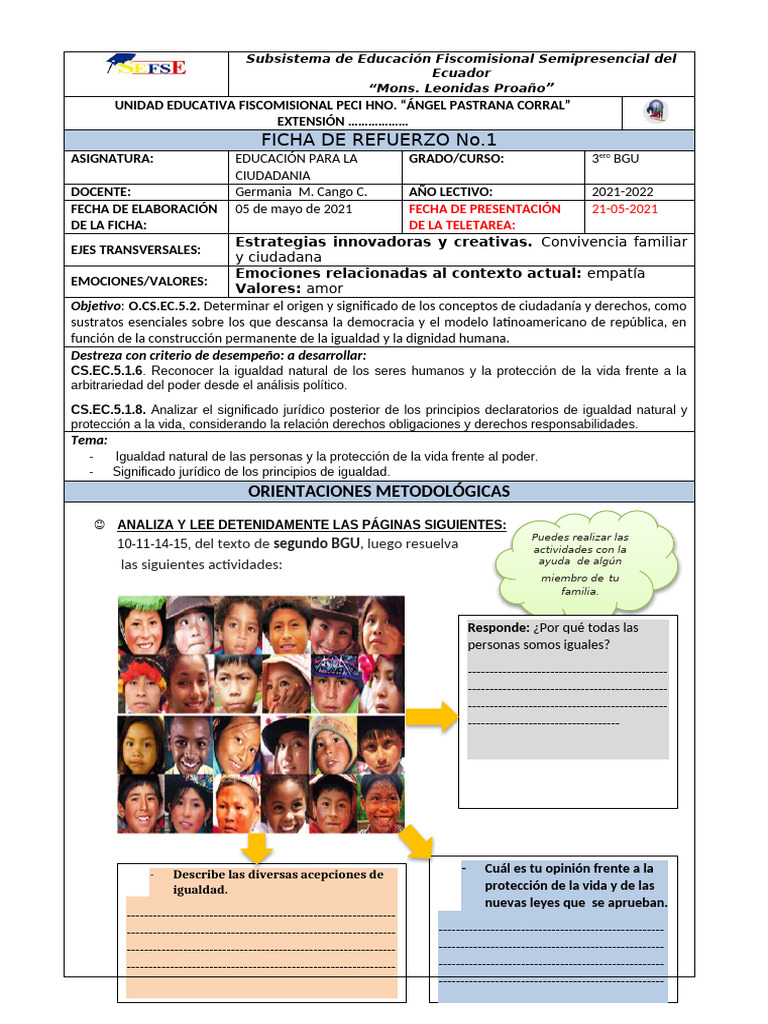 1 FICHA DE REFUERZO EDUC_CIUD 2DO | PDF | Justicia | Crimen y violencia