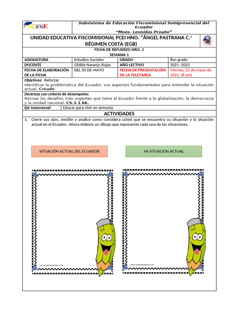 1 Ficha de Refuerzo Eess 8vo Grado | PDF