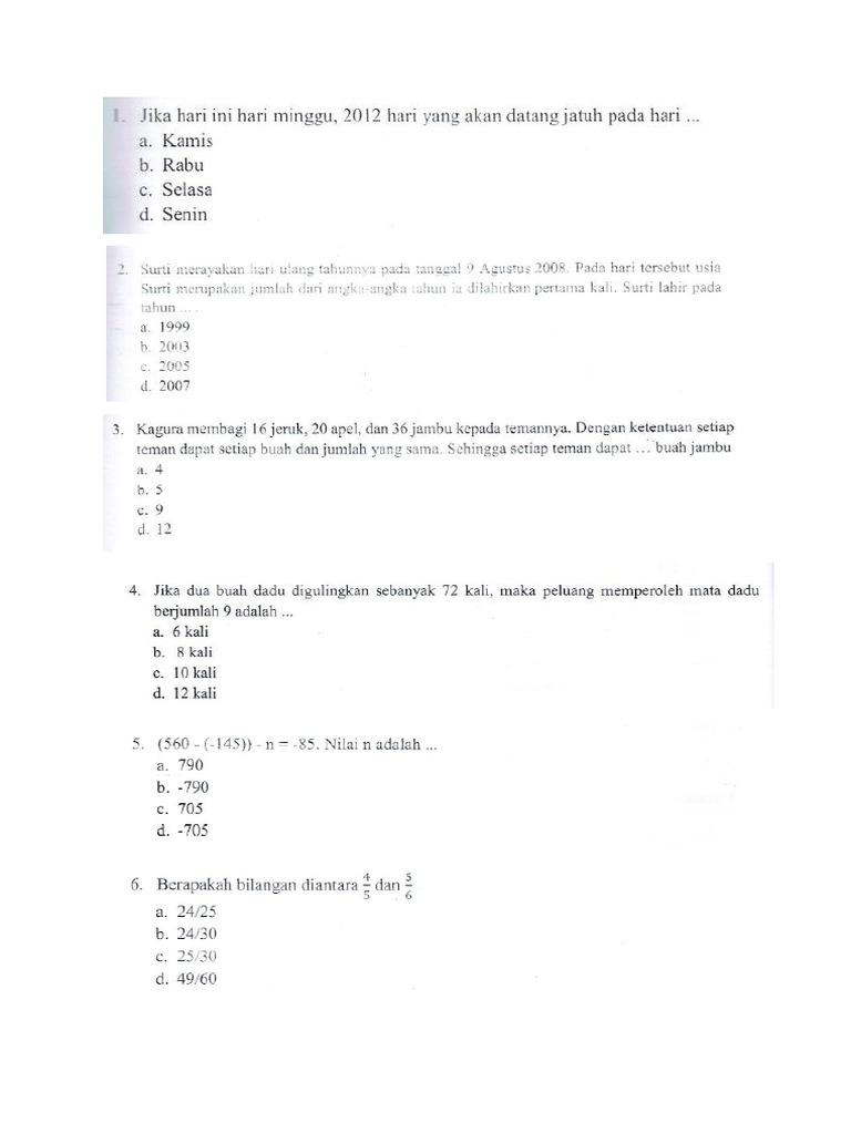 Soal Binpres Mat 1 | PDF