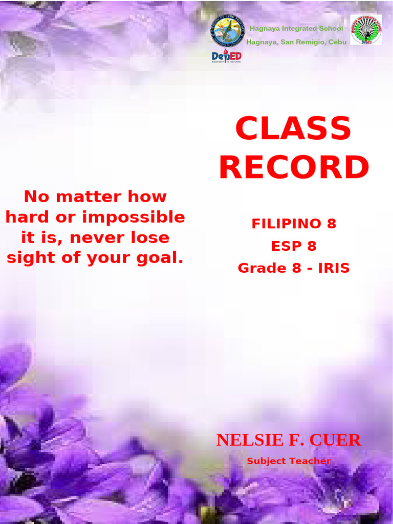 Cover Class Record | PDF