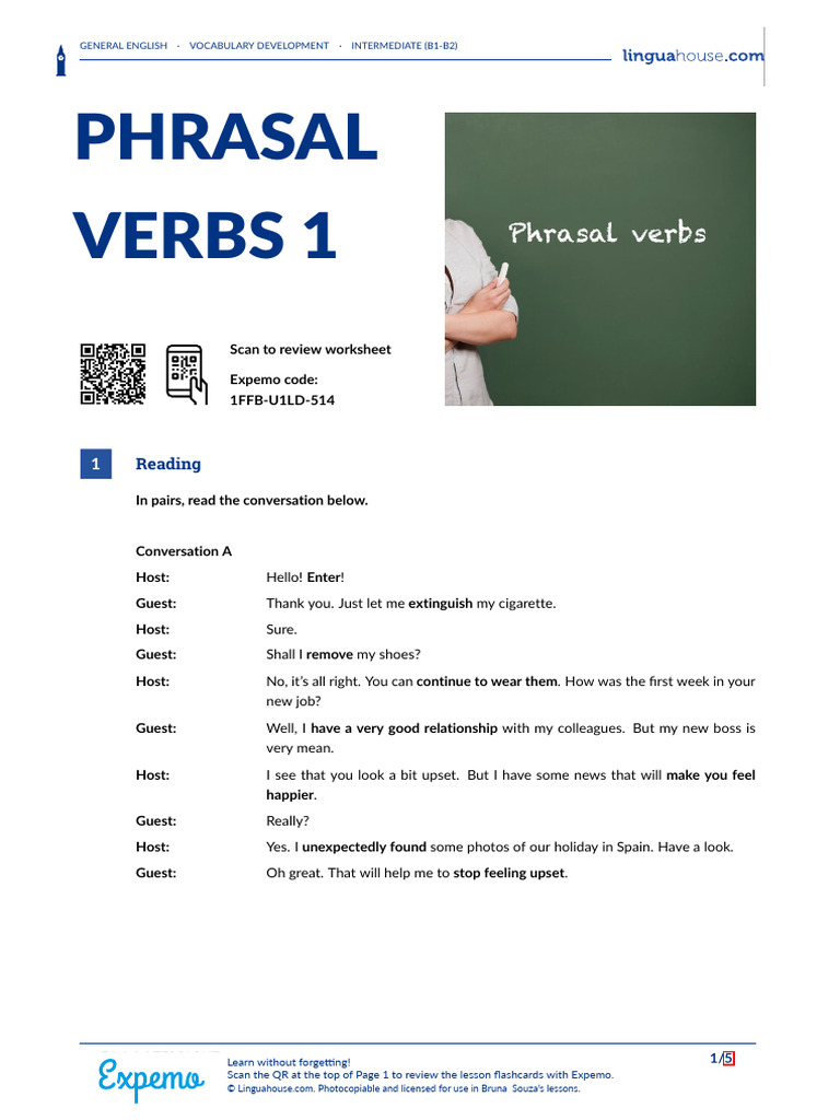 Phrasal Verbs 1 British English Student B1 B2 | PDF | Linguistics