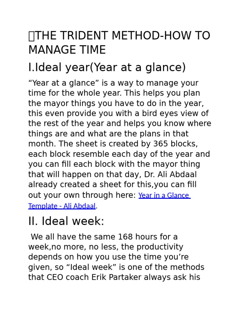 Mastering Time with the Trident Method | PDF