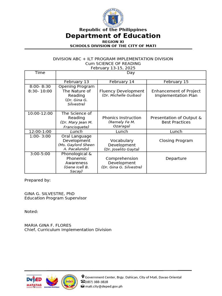 2025 ABC PIR Matrix of Activities | PDF