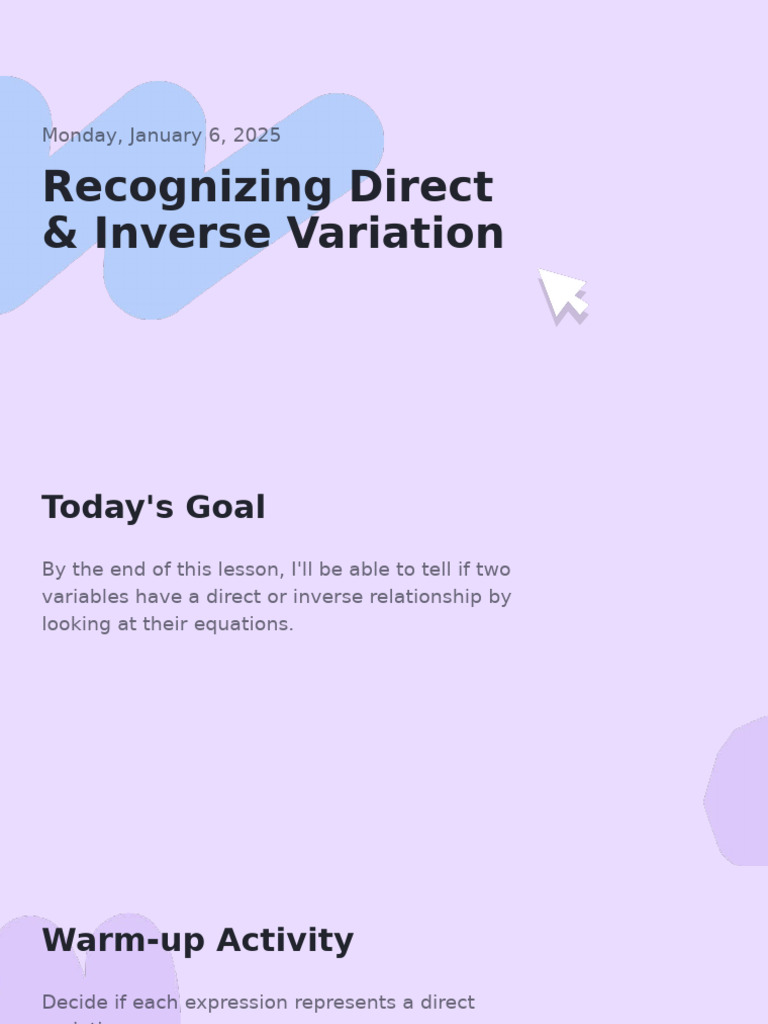 Direct & Inverse Variation Explained | PDF