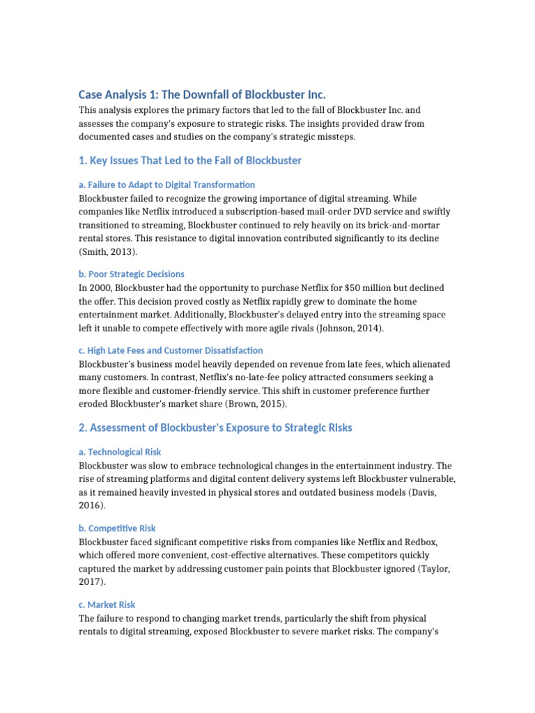 Blockbuster Case Analysis | PDF | Streaming Media | Business Model