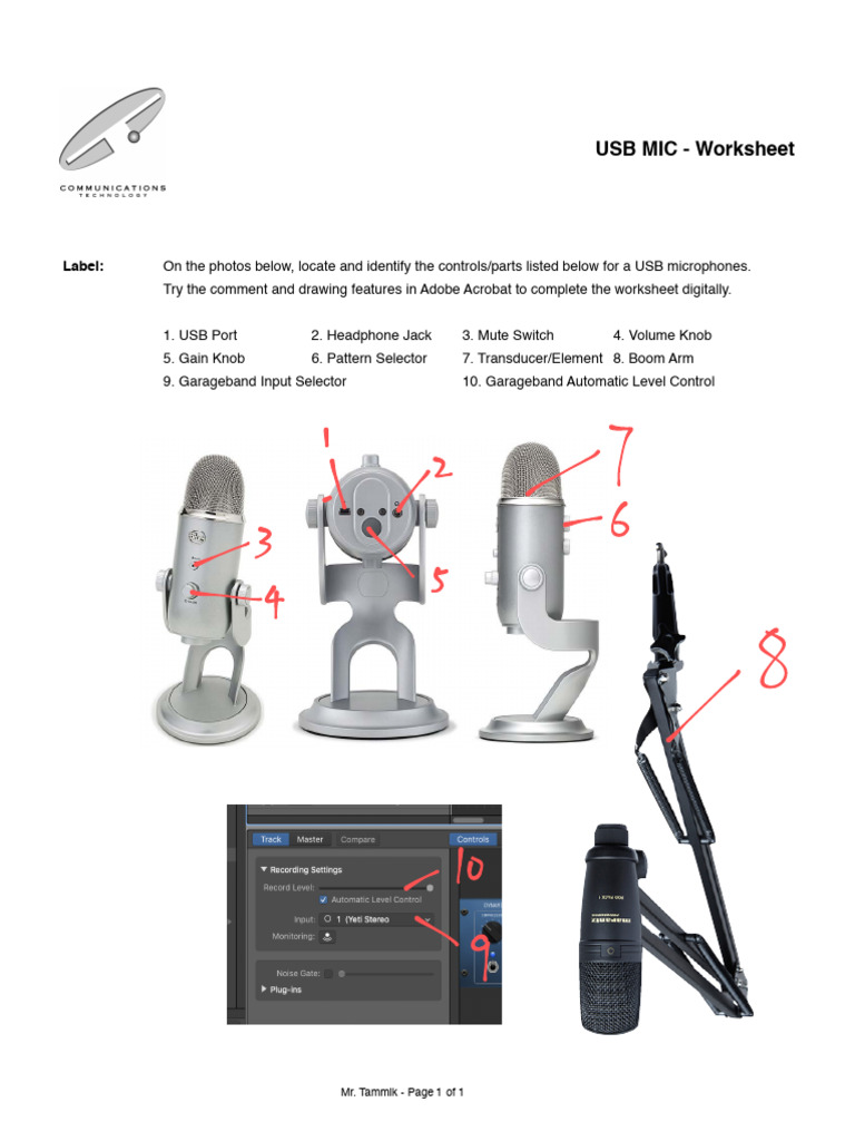 USB Mic Worksheet | PDF