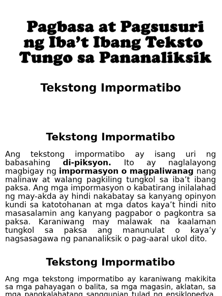 tekstong impormatibo | PDF
