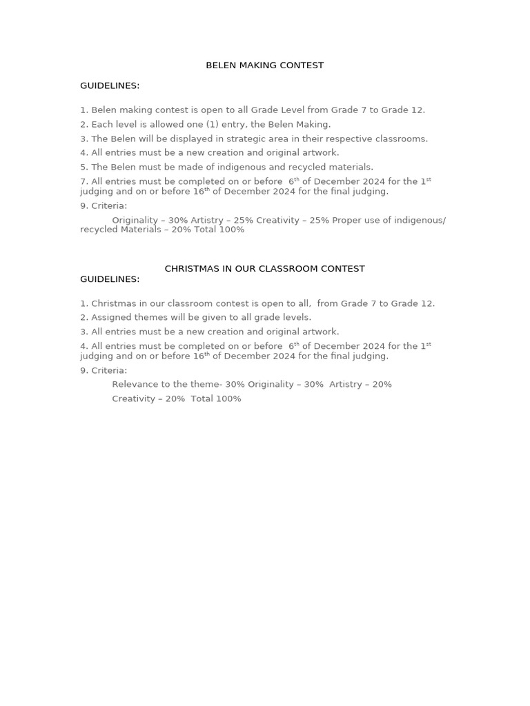 Belen Making Contest | PDF