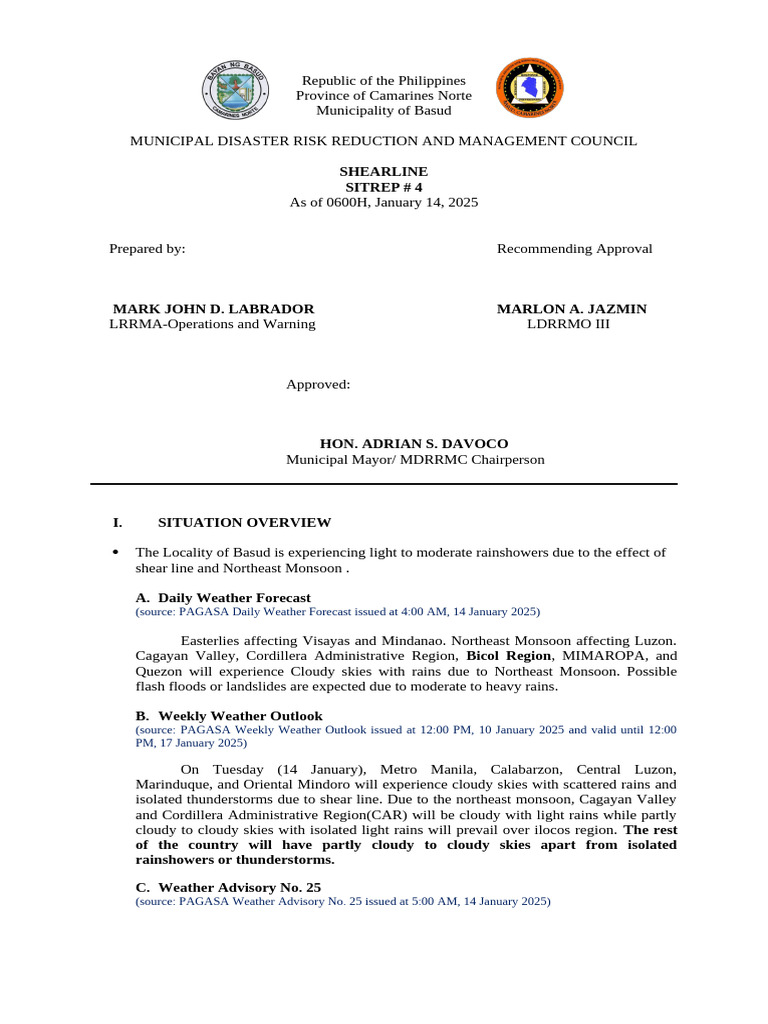 Sitrep Format | PDF | Luzon | Vortices