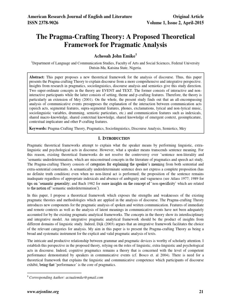 The Pragma Crafting Theory A Proposed TH | PDF | Semantics | Linguistics