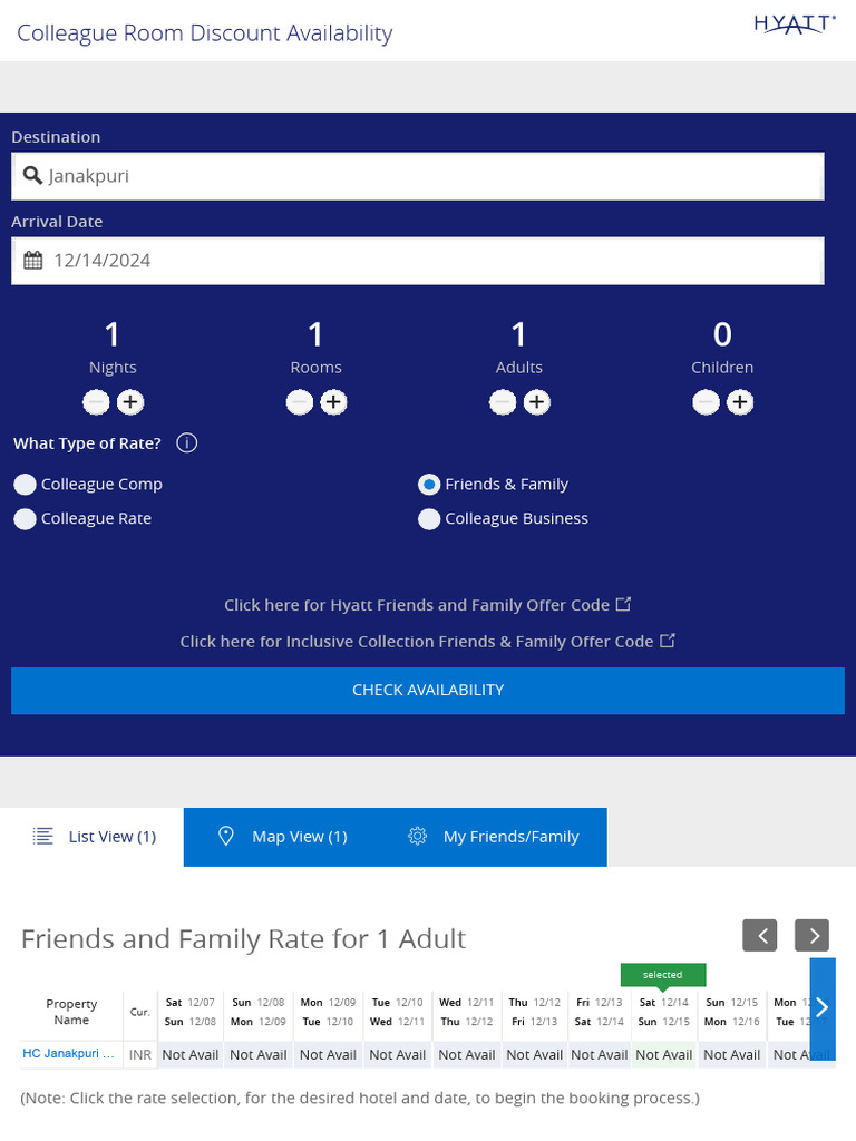 Hyatt Colleague Discount Guide | PDF